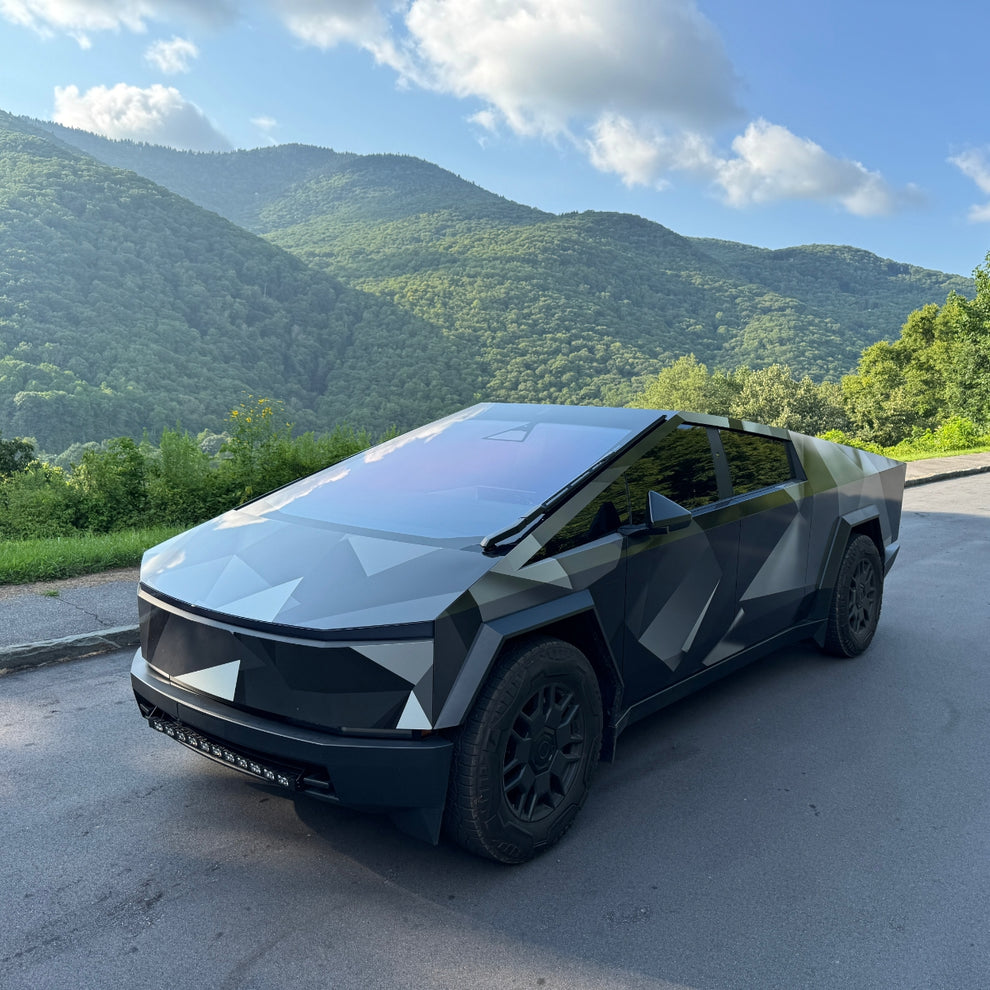 Origami geometric triangles Cybertruck wrap – Cyber Owners