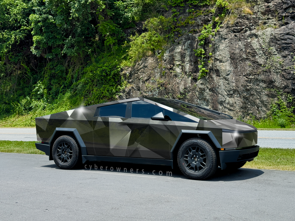 Origami geometric triangles Cybertruck wrap – Cyber Owners