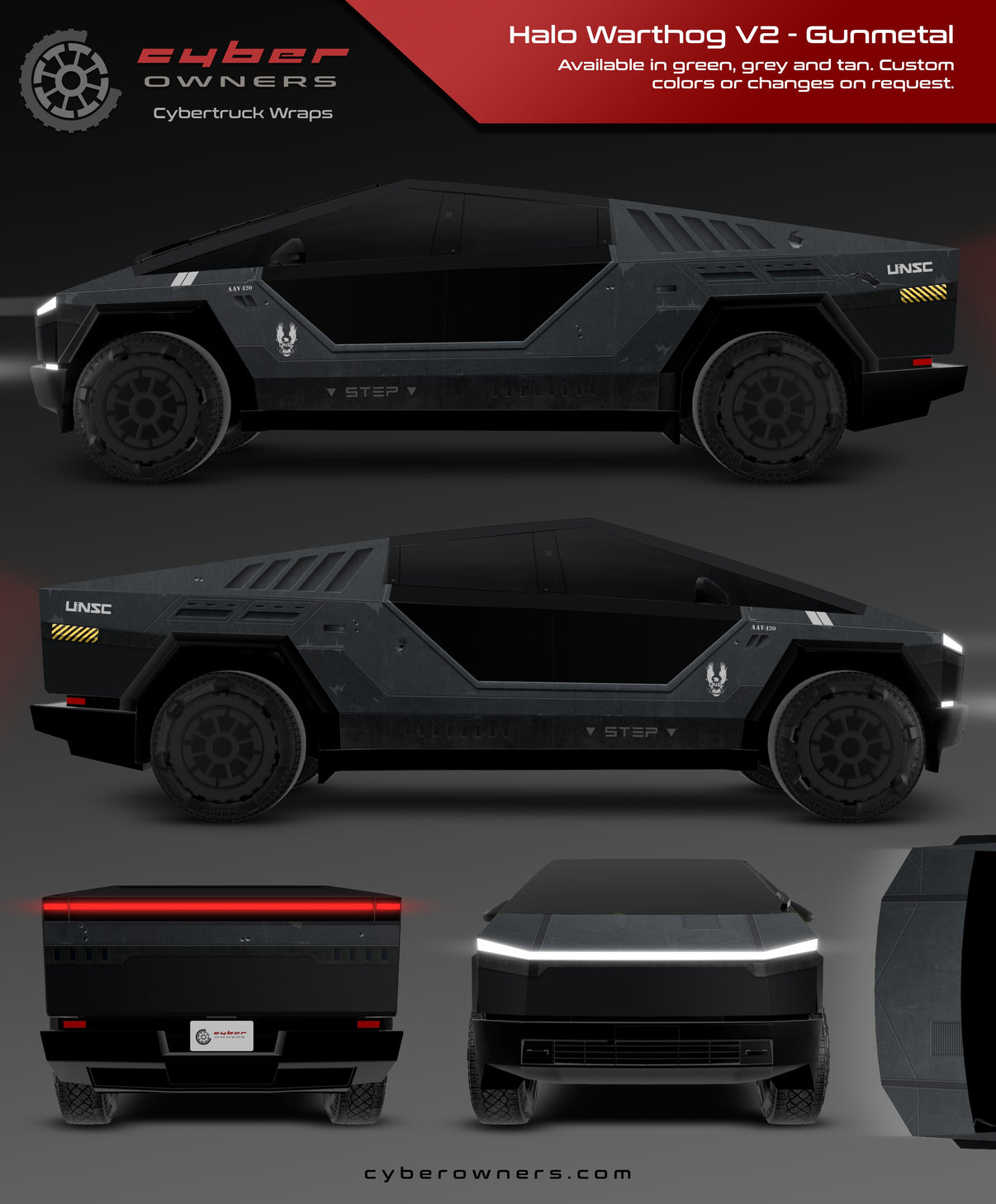 V2 Halo Warthog/Razorback Cybertruck wrap – Cyber Owners